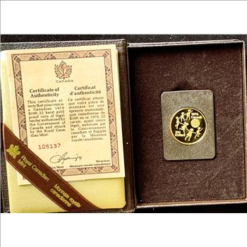 GOLD, $100 DOLLAR 1979 CANADIAN 22K PROOF-LIKE GOLD COIN, IN RCM OGP ...