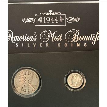 1944 AMERICA'S MOST BEAUTIFUL SILVER COINS SET OF WALKING LIBERTY HALF ...
