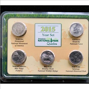 2015 YEAR SET, AMERICA'S NATIONAL PARK QUARTERS, 5 COINS ANNUAL ISSUE ...