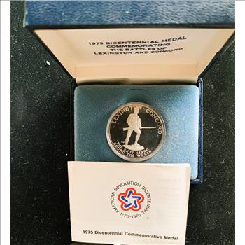 1975 BICENTENNIAL RARE FIND, .925 SILVER DCAM PROOF COIN, LEXINGTON AND ...