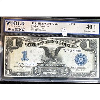 1899 SERIES SILVER CERTIFICATE $1 DOLLAR, LARGE BLACK EAGLE, RARE WBG ...