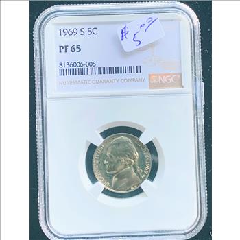 1969-S 5C NGC GRADED PROOF PF 65 COIN IN THE SLAB | Property Room