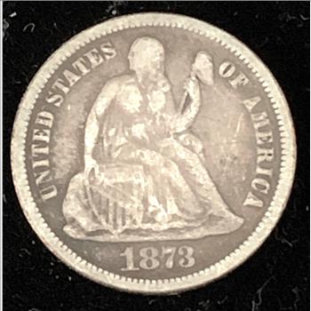 1873 SILVER VINTAGE SEATED DIME SILVER | Property Room