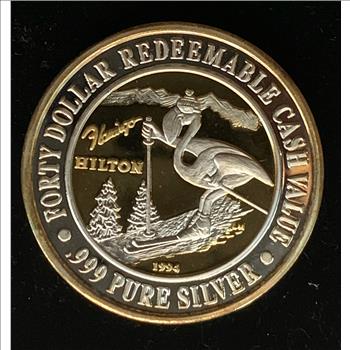 SILVER STRIKE COIN, 47.6 grams .999 SILVER, 24 karat HGD $40 REDEEMABLE ...