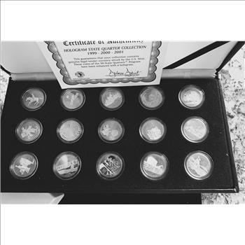US MINT ENHANCED HOLOGRAM STATE QUARTER COLL 15 COINS, ABSOLUTE ...