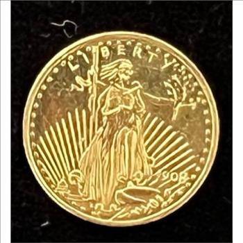REAL GOLD 22k, 0.6g, MINATURE REPLICA 1908 SAINT GAUDENS | Property Room