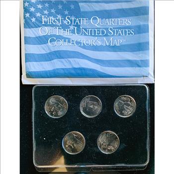 FIRST STATE QUARTERS OF THE US, 5 UNC BRIGHT SHINY COINS IN ORIG PKG ...