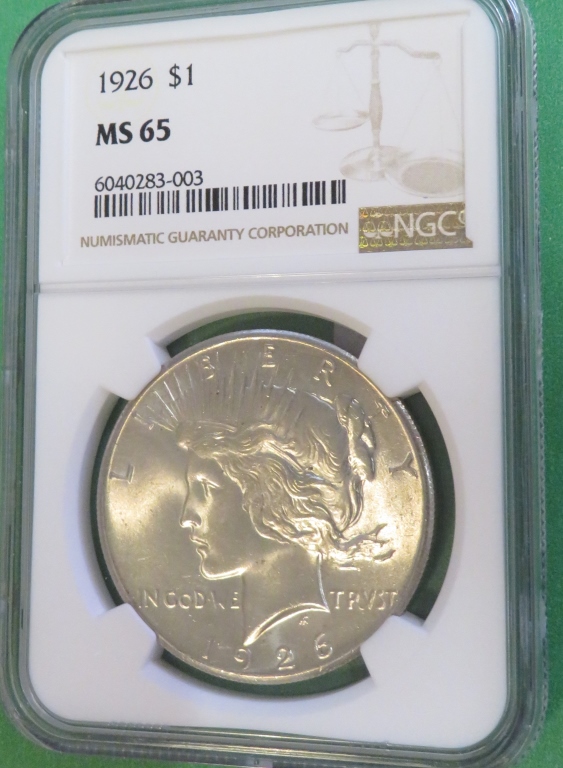1926 Semi Key Date in Grade MS 65 NGC peace Silver Dollar - $650 Coin ...