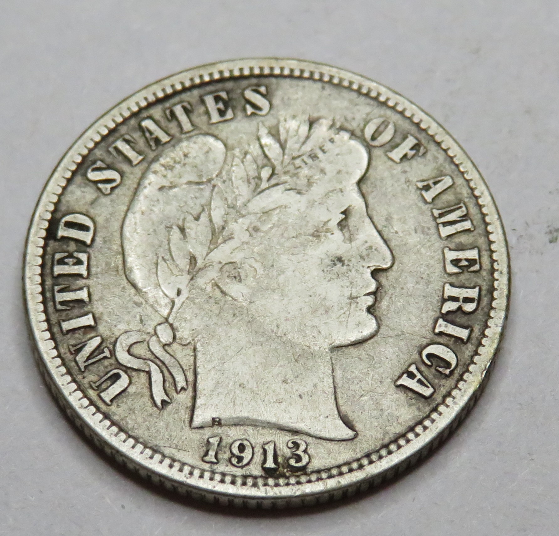 1913 XF Grade Barber Dime | Property Room