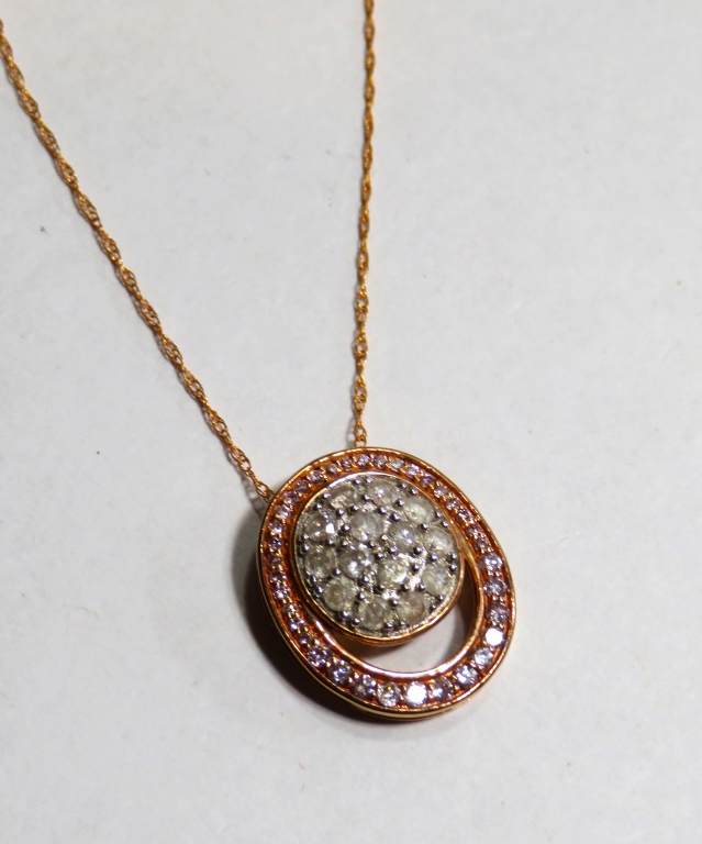 10k Rose Gold Diamond Pendant & Necklace $229 Retail | Property Room