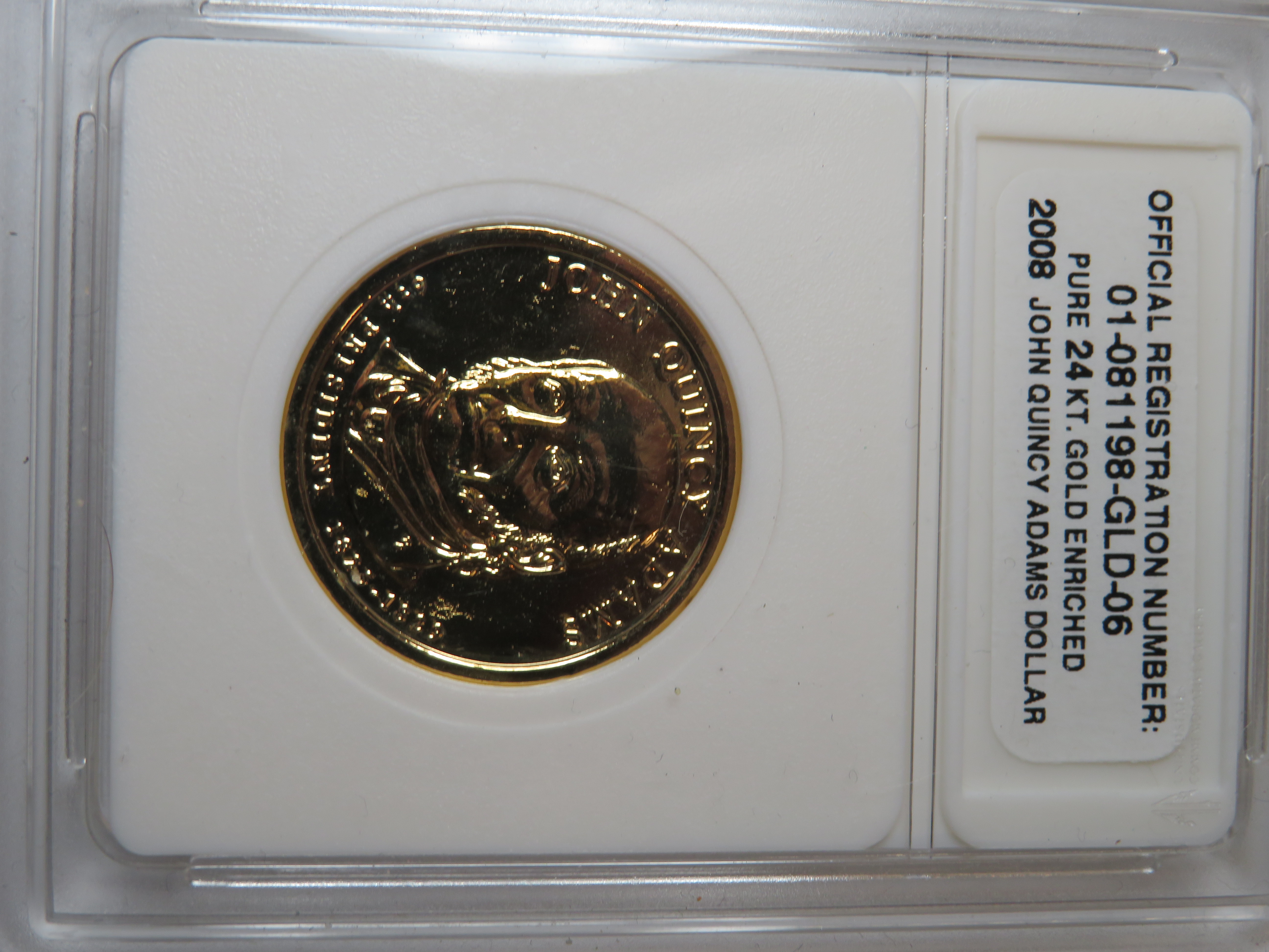 2008 JQ Adams Presidential Dollar-Gold Infused | Property Room