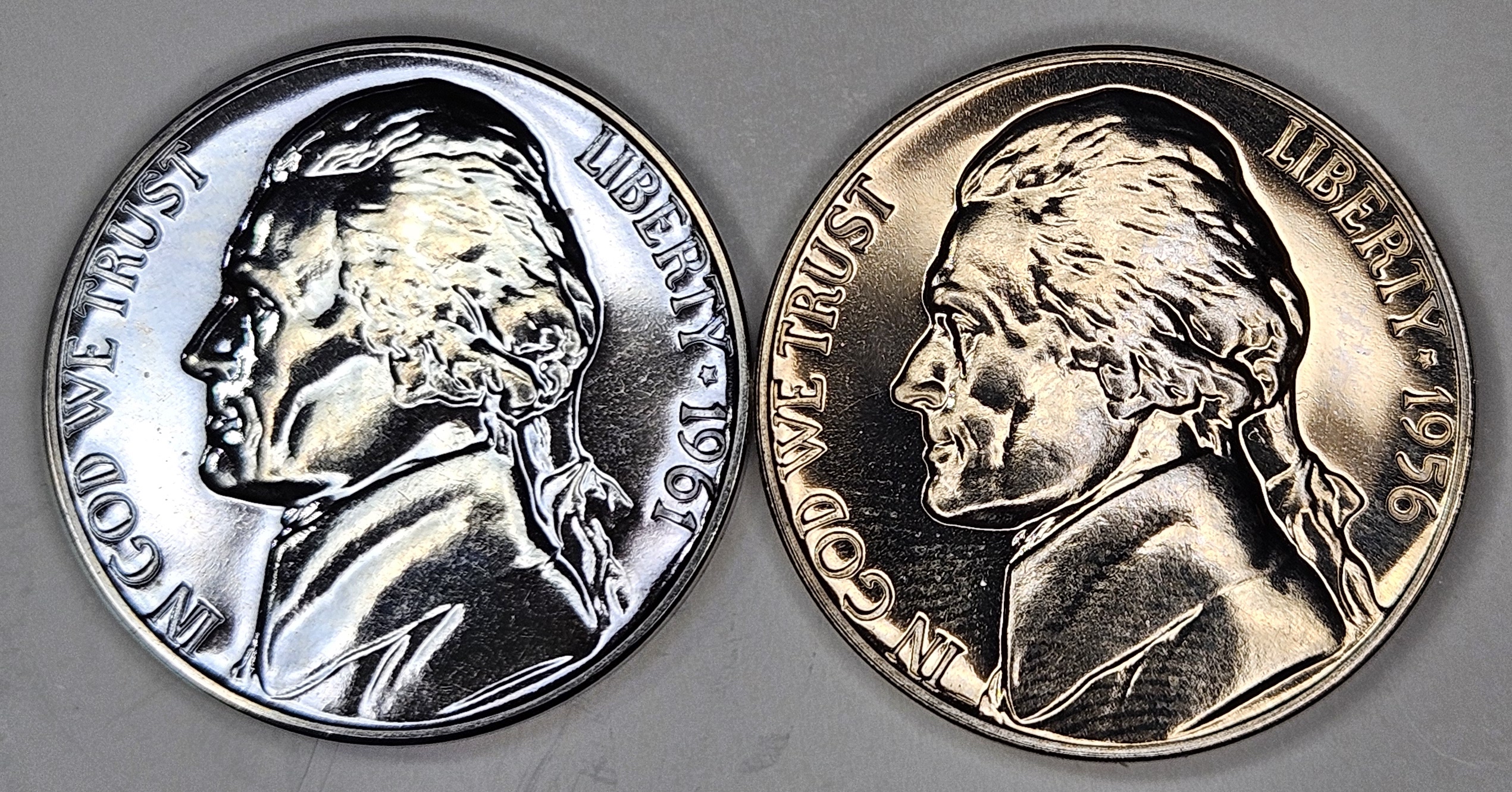 1961, 1956 Jefferson Proof Nickels- USA Coins | Property Room