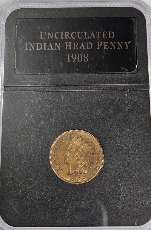1908 Philadelphia Mint Uncirculated in Slab Indian Head Cent - $45 Coin ...