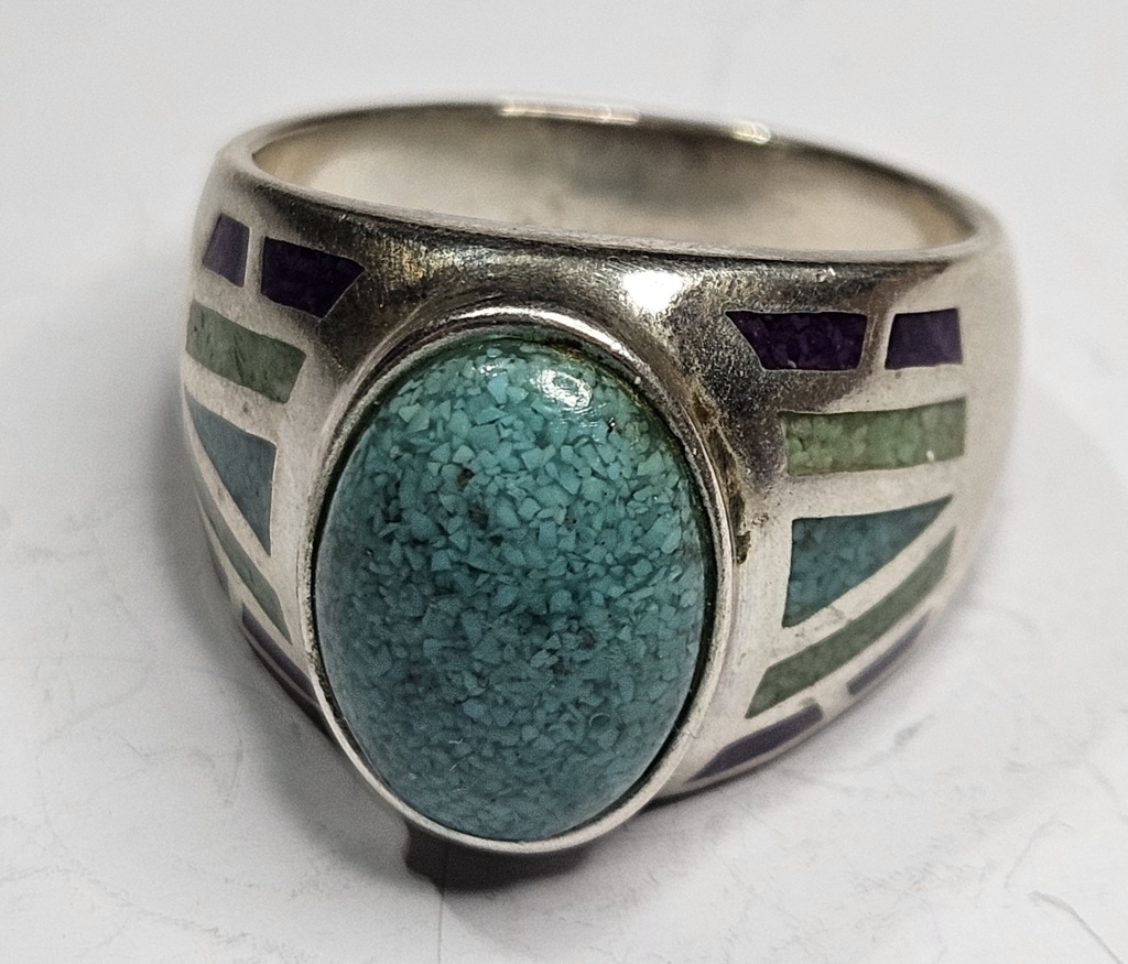 Sterling Silver Chip Inlay Ring | Property Room