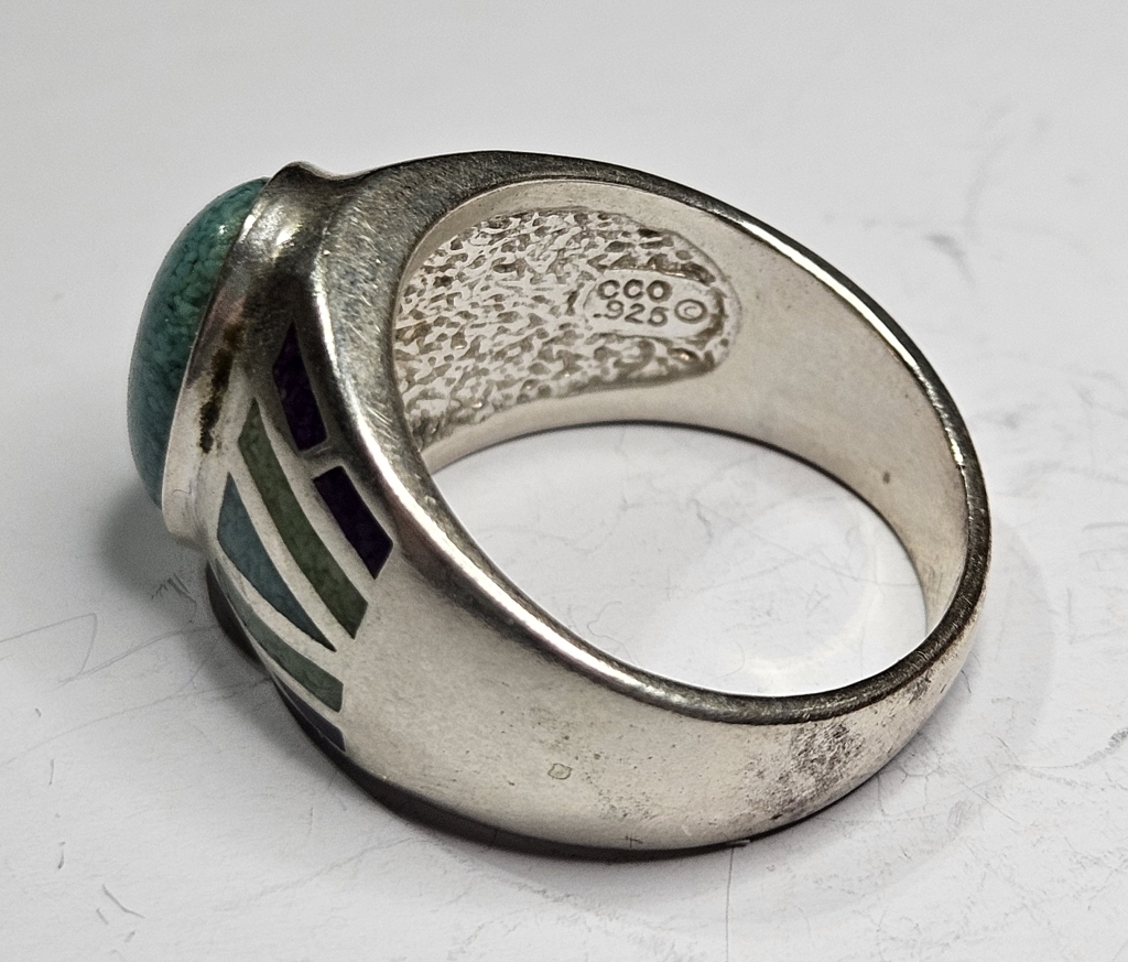 Sterling Silver Chip Inlay Ring | Property Room