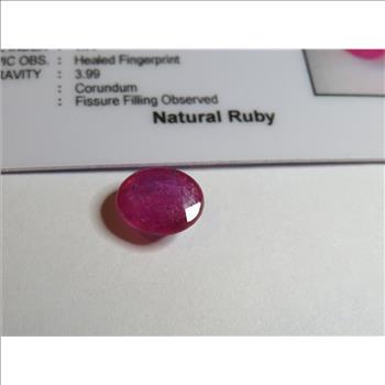 4.54 Natural Ruby Gemstone w/COA Card | Property Room