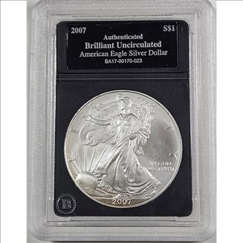 2002 BU Grade US Silver Eagle in Slab | Property Room