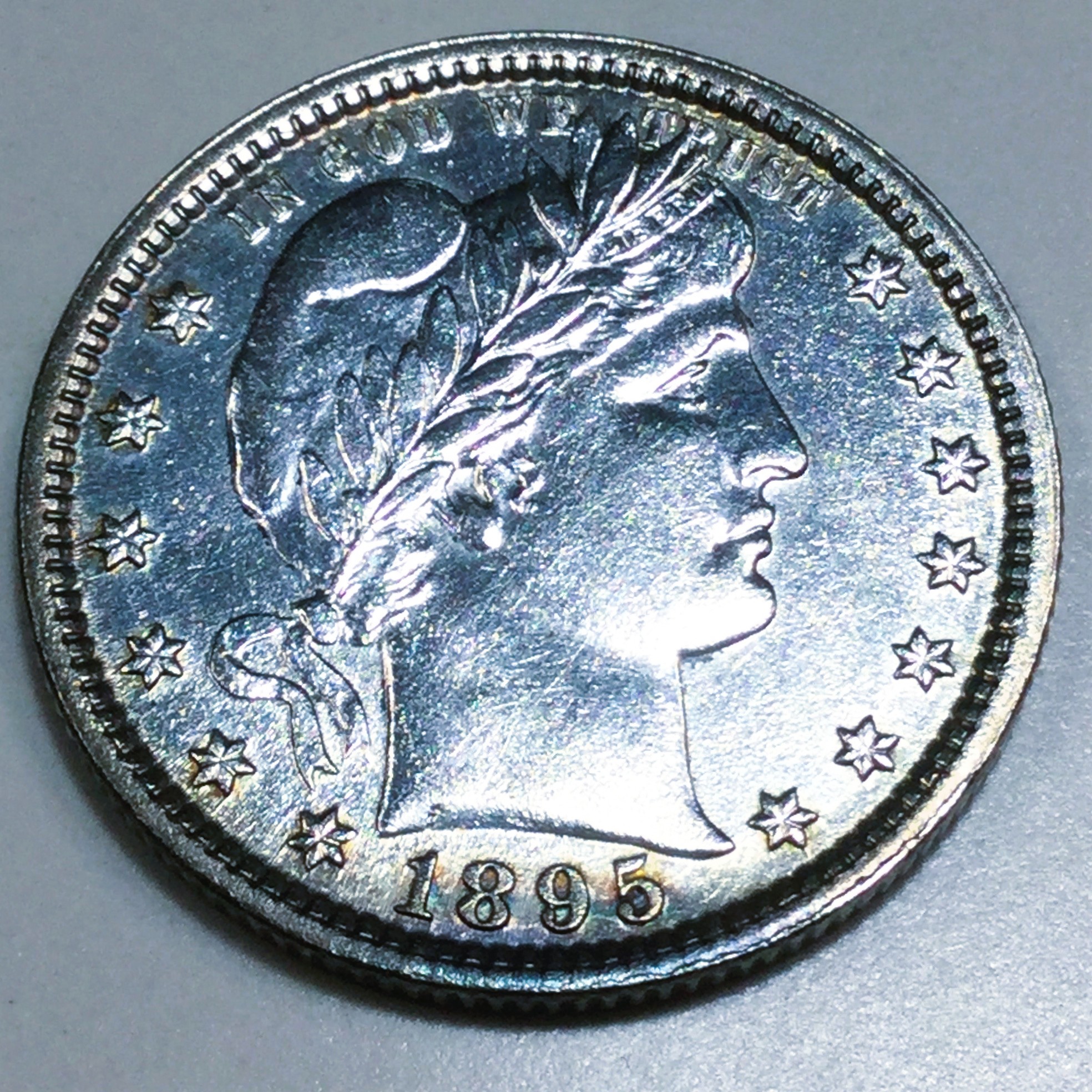 1895 Uncirculated Barber Quarter Beautiful Coin Rare Date | Property Room