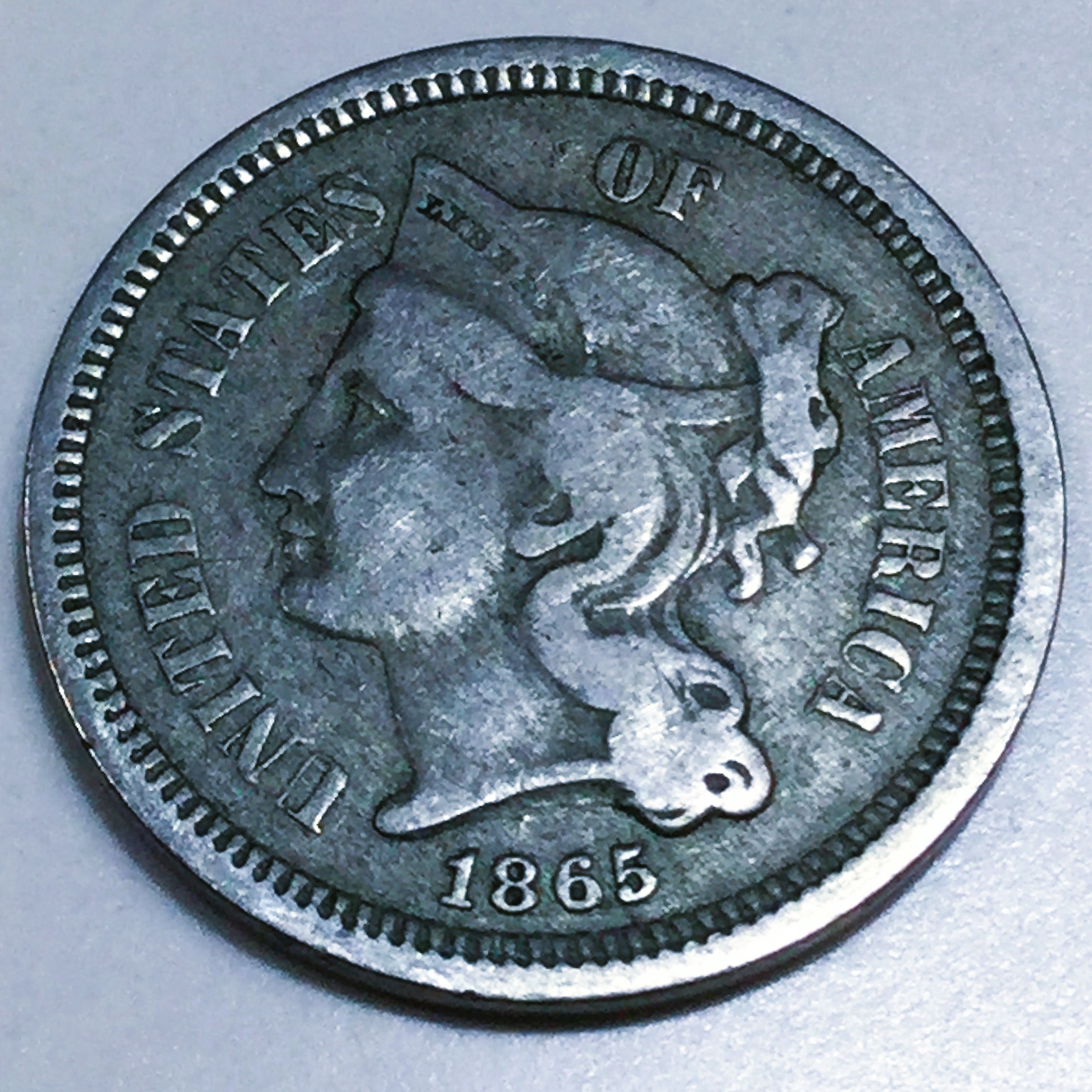 1865 Three Cent Nickel Beautiful High Grade Coin | Property Room