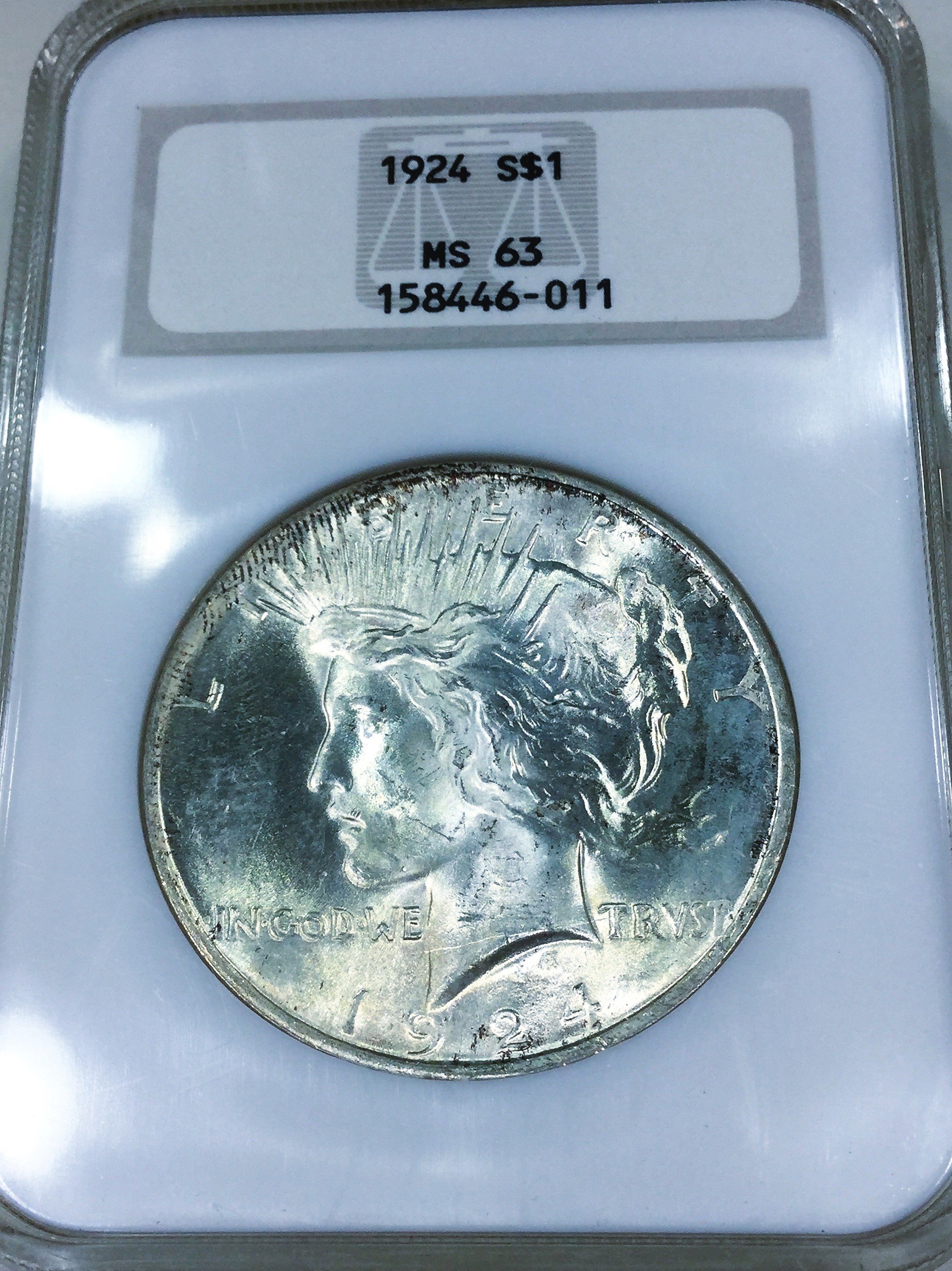 1924 Peace Silver Dollar NGC MS63 Beautiful Coin | Property Room