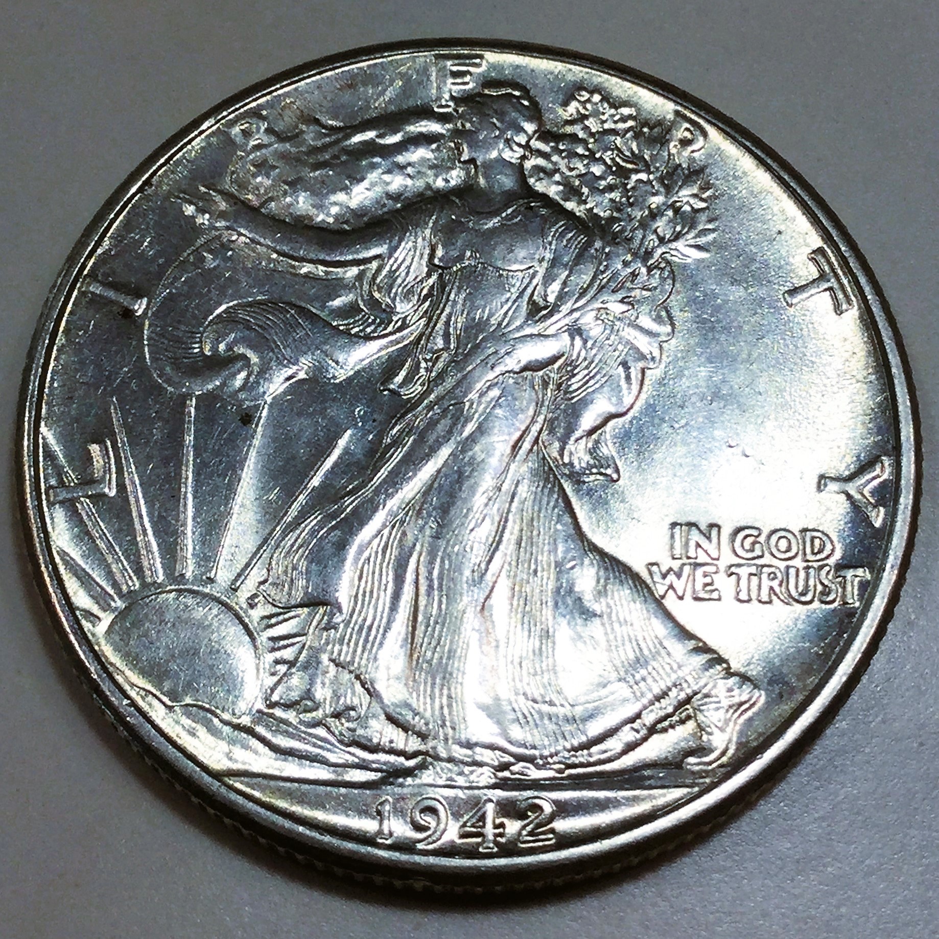 1942 Walking Liberty Half Dollar Beautiful Uncirculated Coin | Property Room