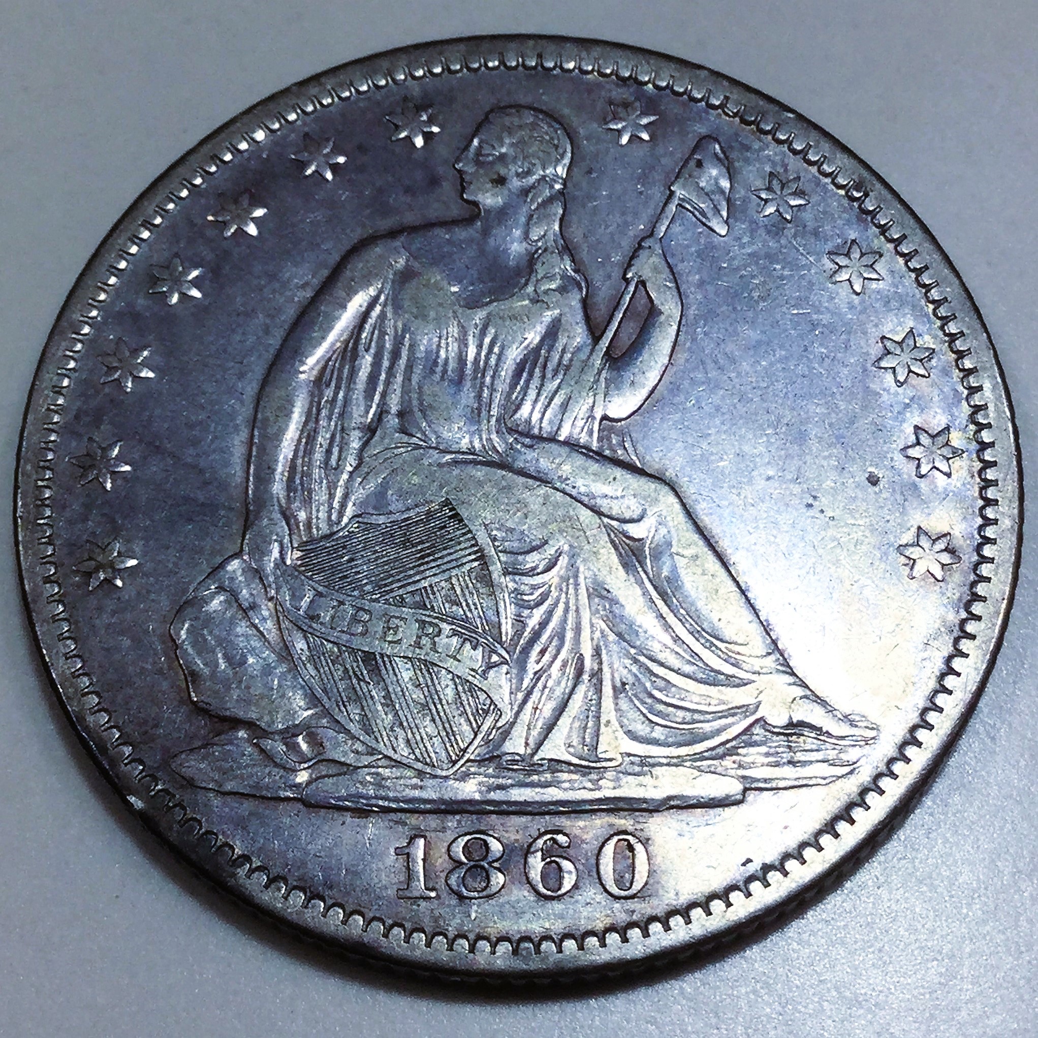 1860-O Seated Liberty Half Dollar Beautiful High Grade Coin Rare Date ...