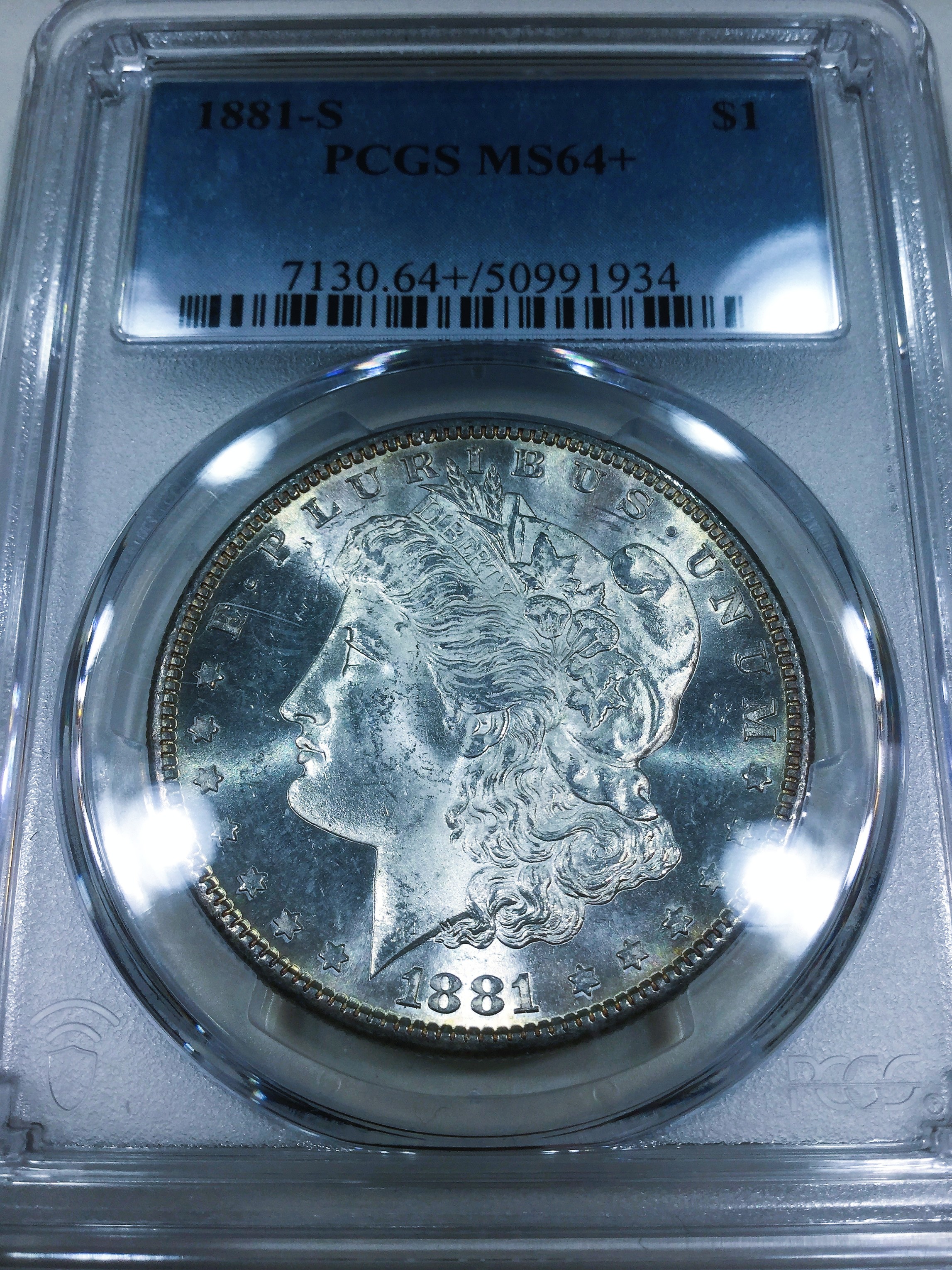 1881-S Morgan Silver Dollar PCGS MS64+ Beautiful Plus Coin | Property Room