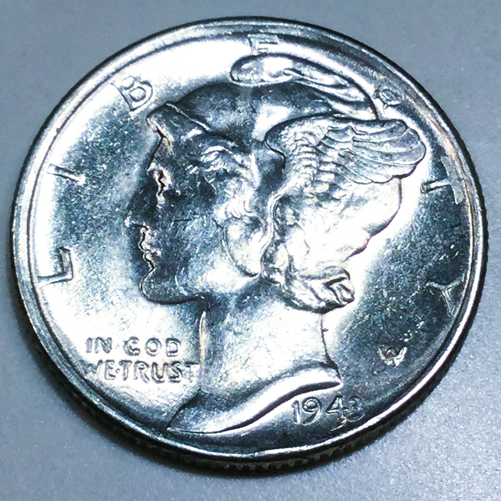 1943-S Uncirculated Mercury Dime Beautiful Coin | Property Room