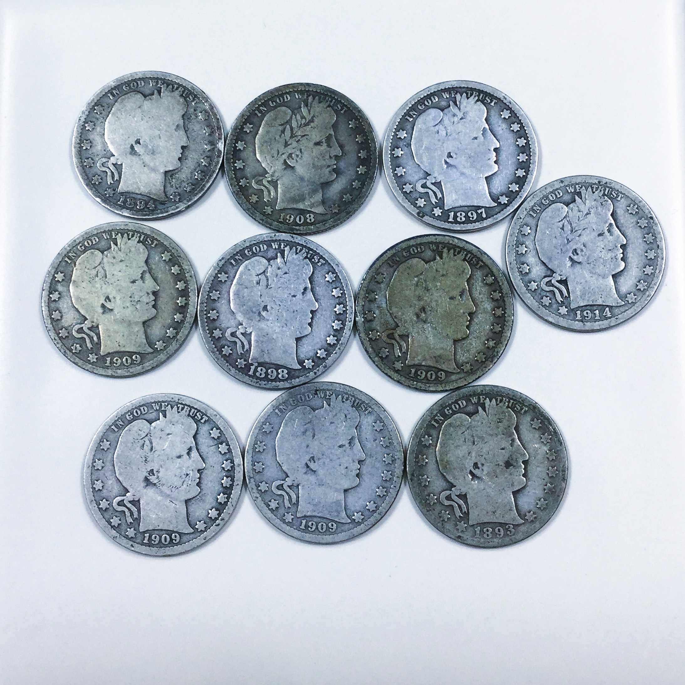 10 Barber Quarters Mixed Dates Beautiful Coins | Property Room