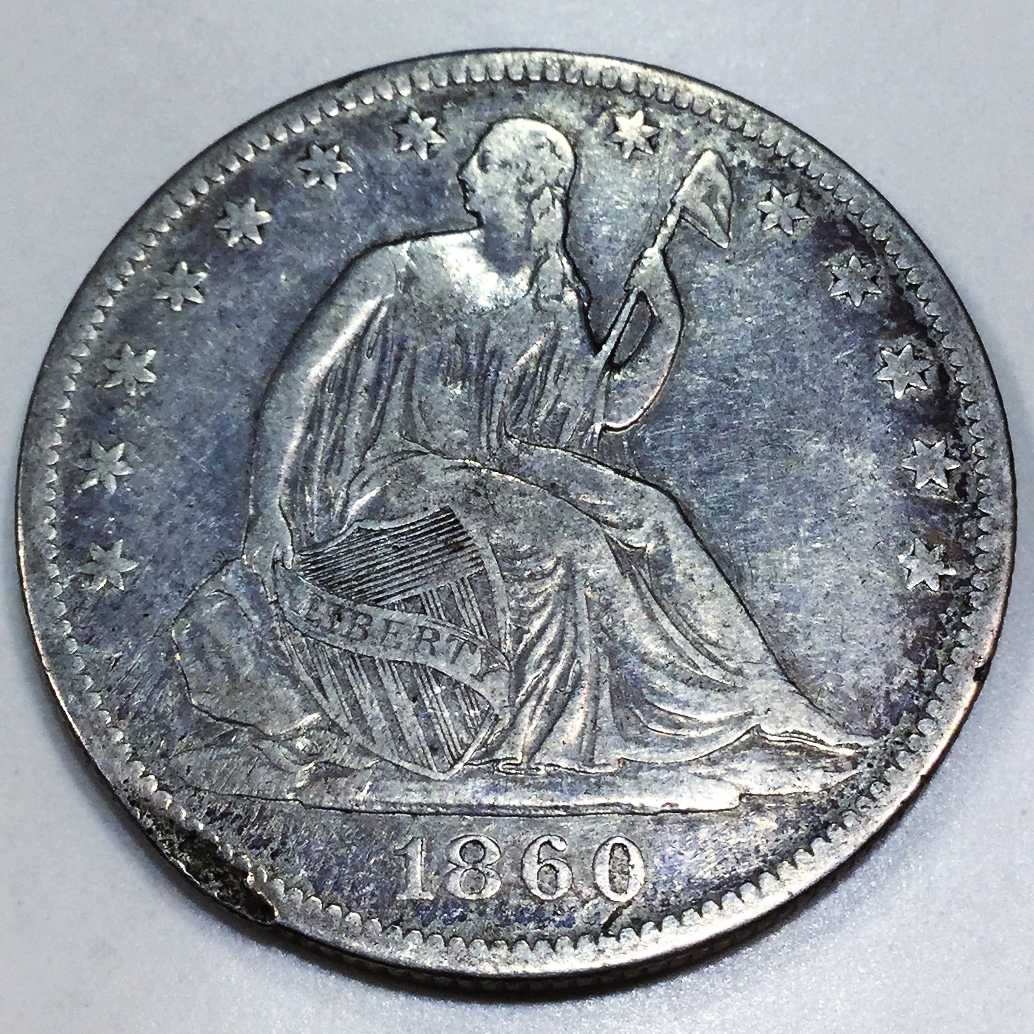1860-O Seated Liberty Half Dollar Beautiful High Grade Coin Rare Date ...
