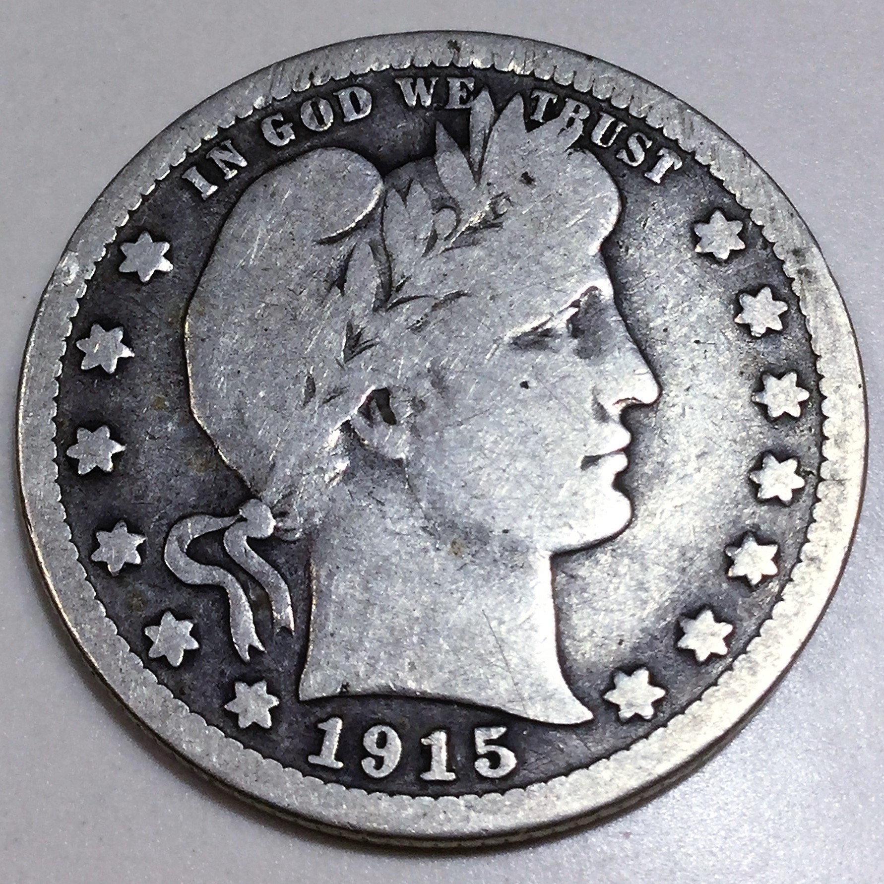 1915-S Barber Quarter Beautiful Coin Rare Date | Property Room