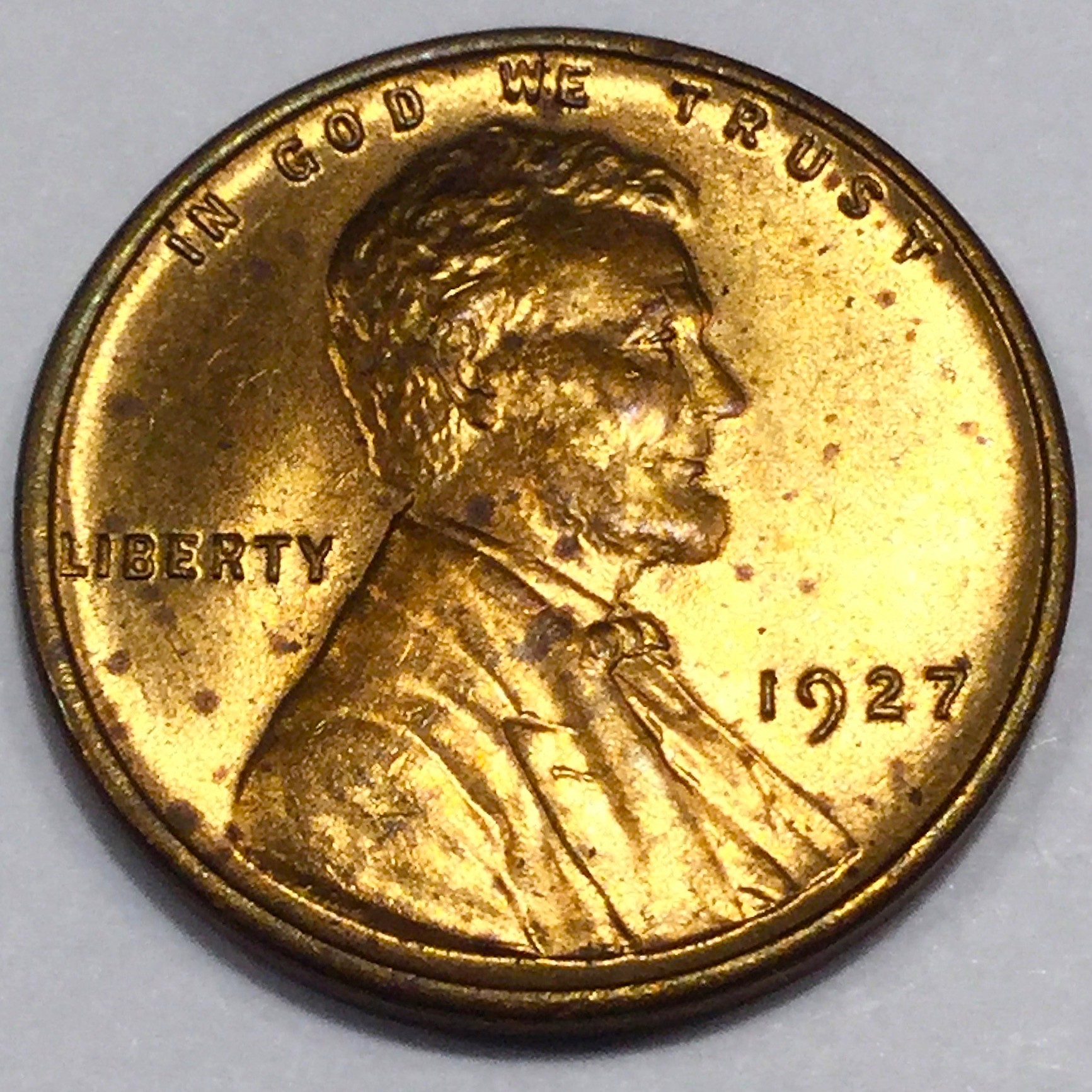 1927 Uncirculated Red Lincoln Wheat Cent Penny Beautiful Coin ...