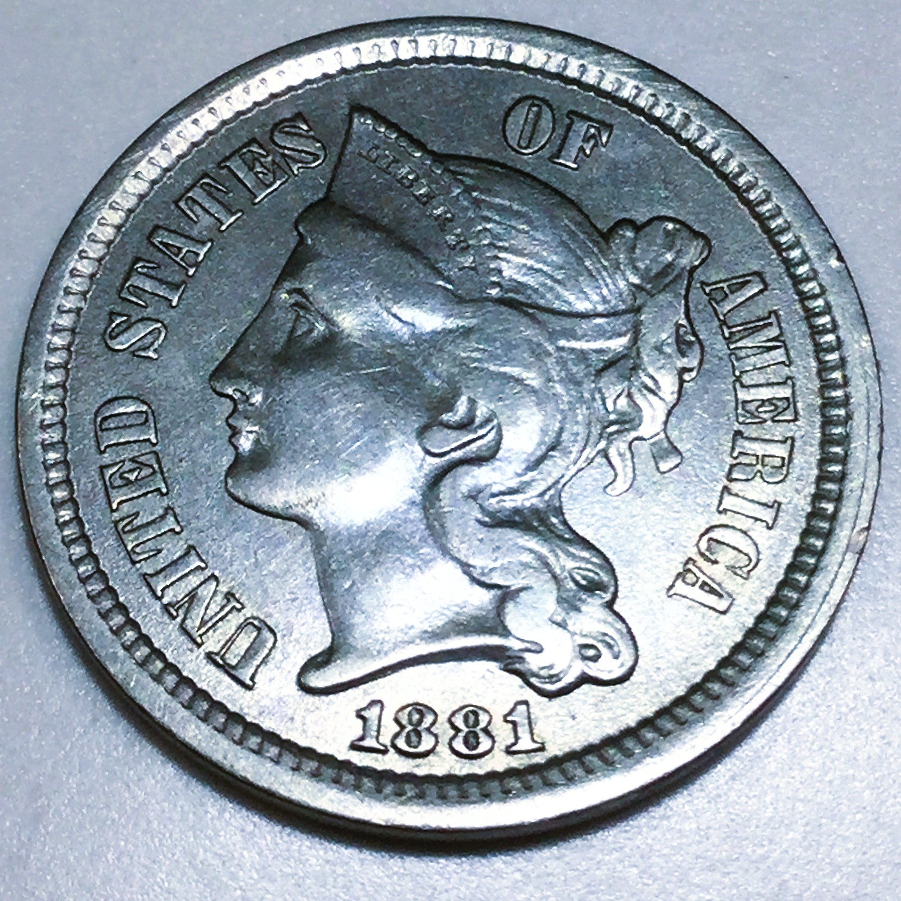 1881 Three Cent Nickel Beautiful High Grade Coin | Property Room