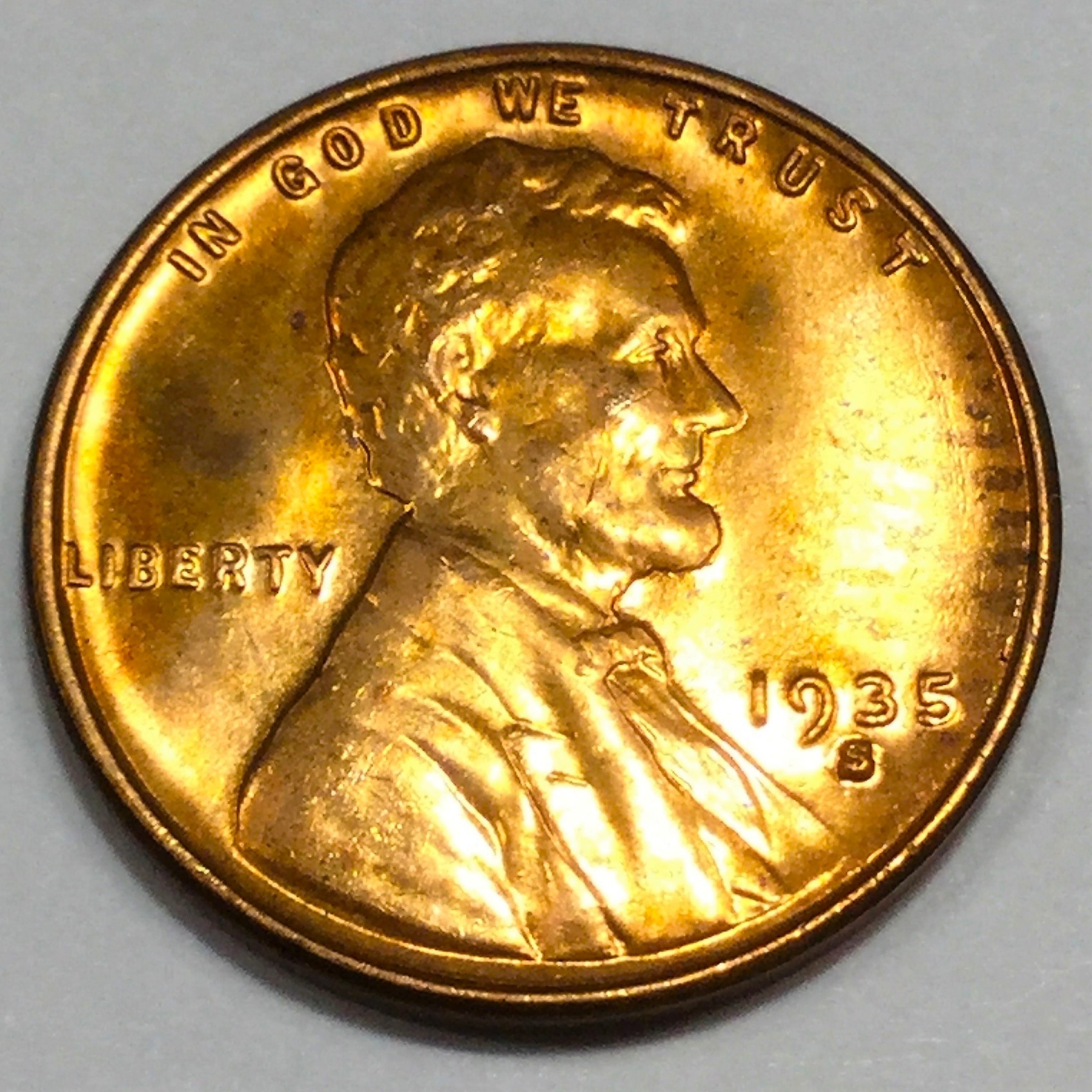 1935-S Gem Red Uncirculated Lincoln Wheat Cent Penny Beautiful Coin ...