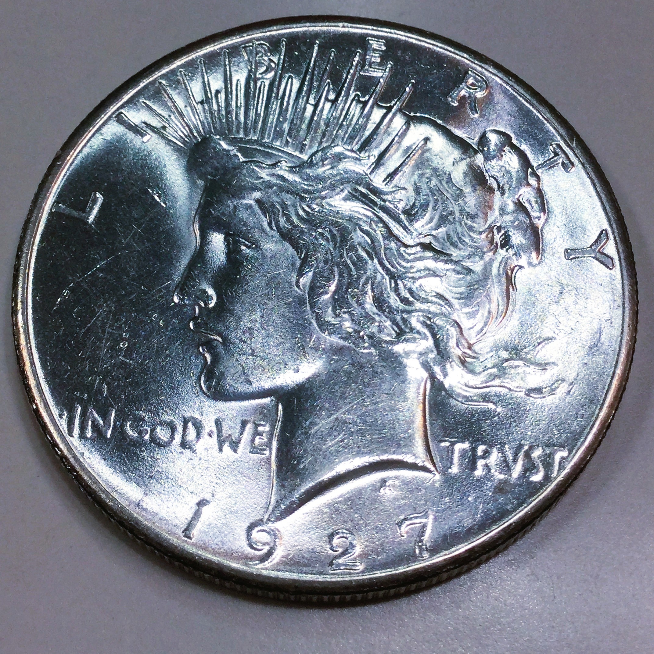 1927 Uncirculated Peace Silver Dollar Beautiful Coin Rare Date ...