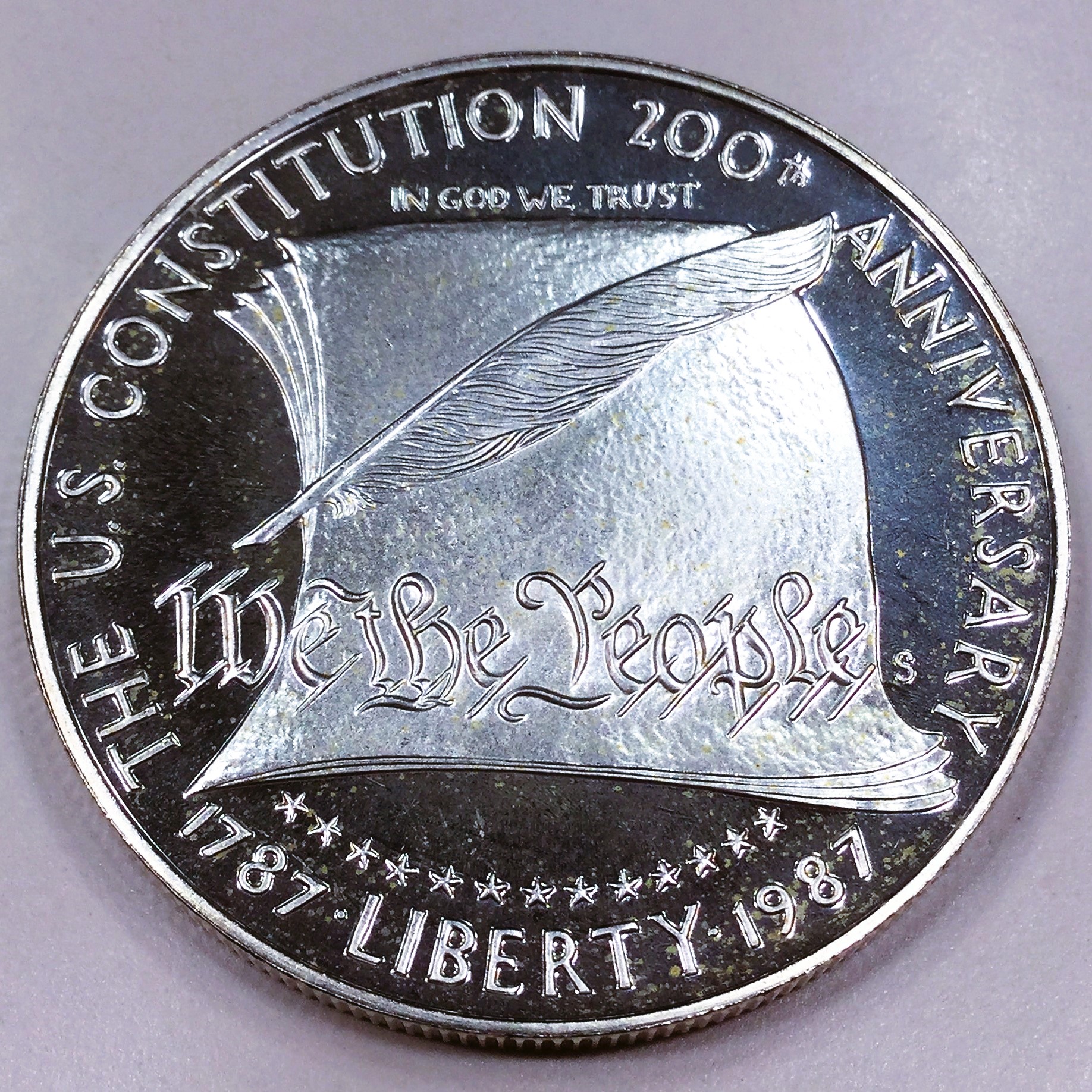 1987-S Proof Constitution Silver Dollar Commemorative Beautiful Coin ...