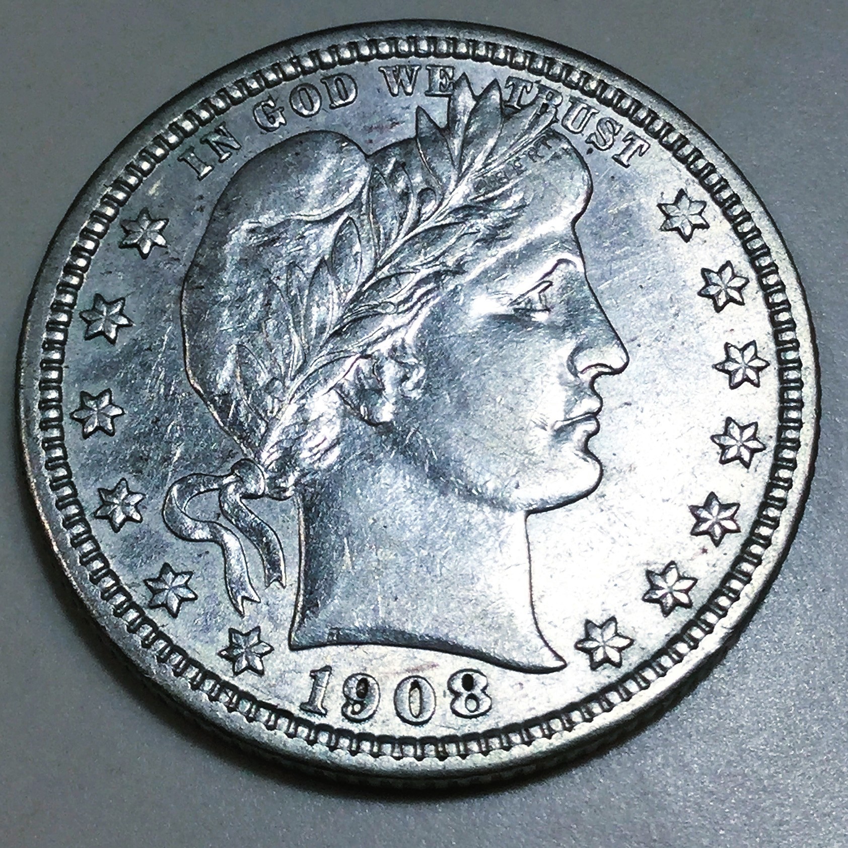 1908-D Barber Quarter Beautiful High Grade Coin | Property Room