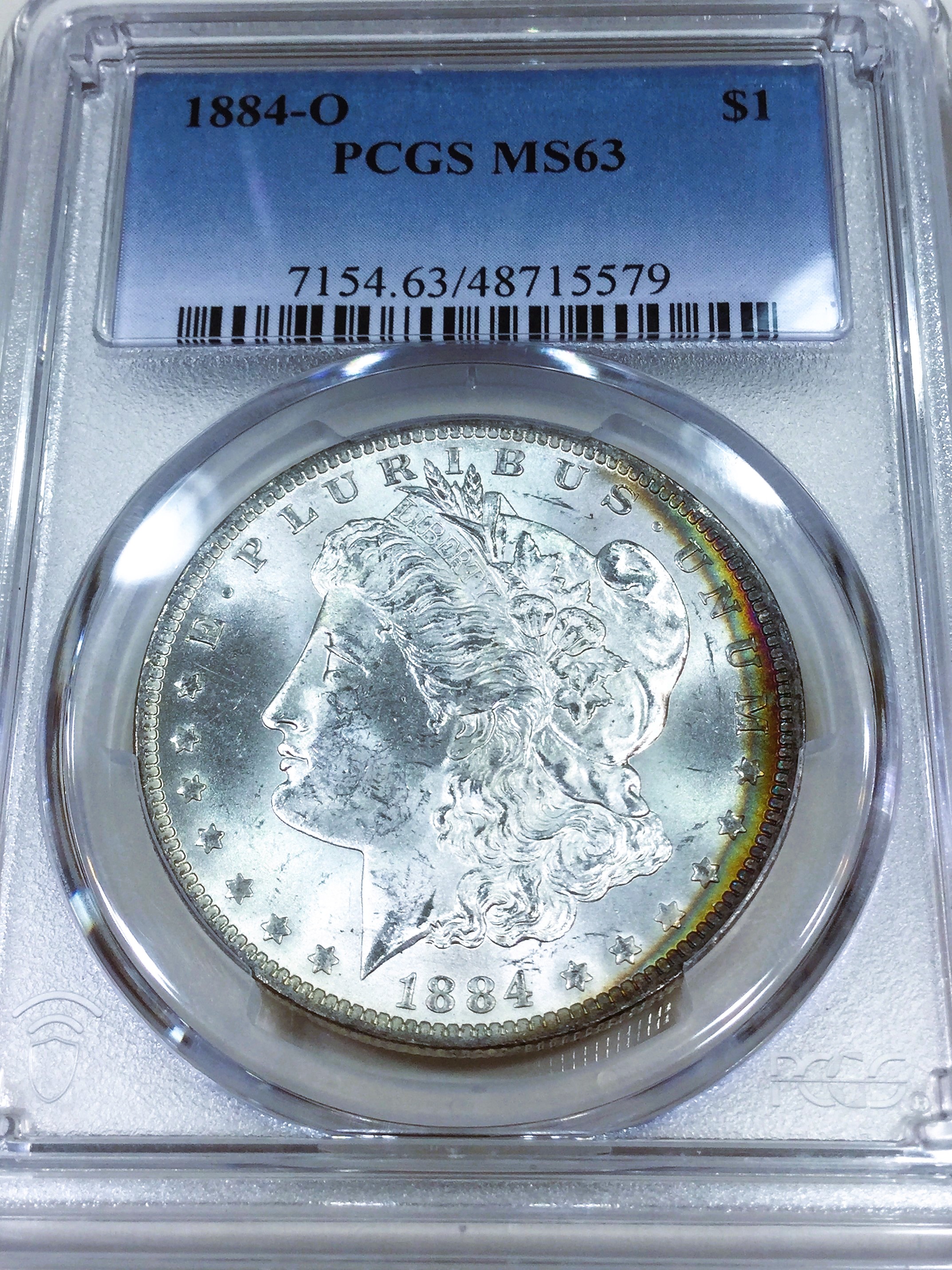 1884-O Morgan Silver Dollar PCGS MS63 Beautiful Coin Nice Toning | Property Room