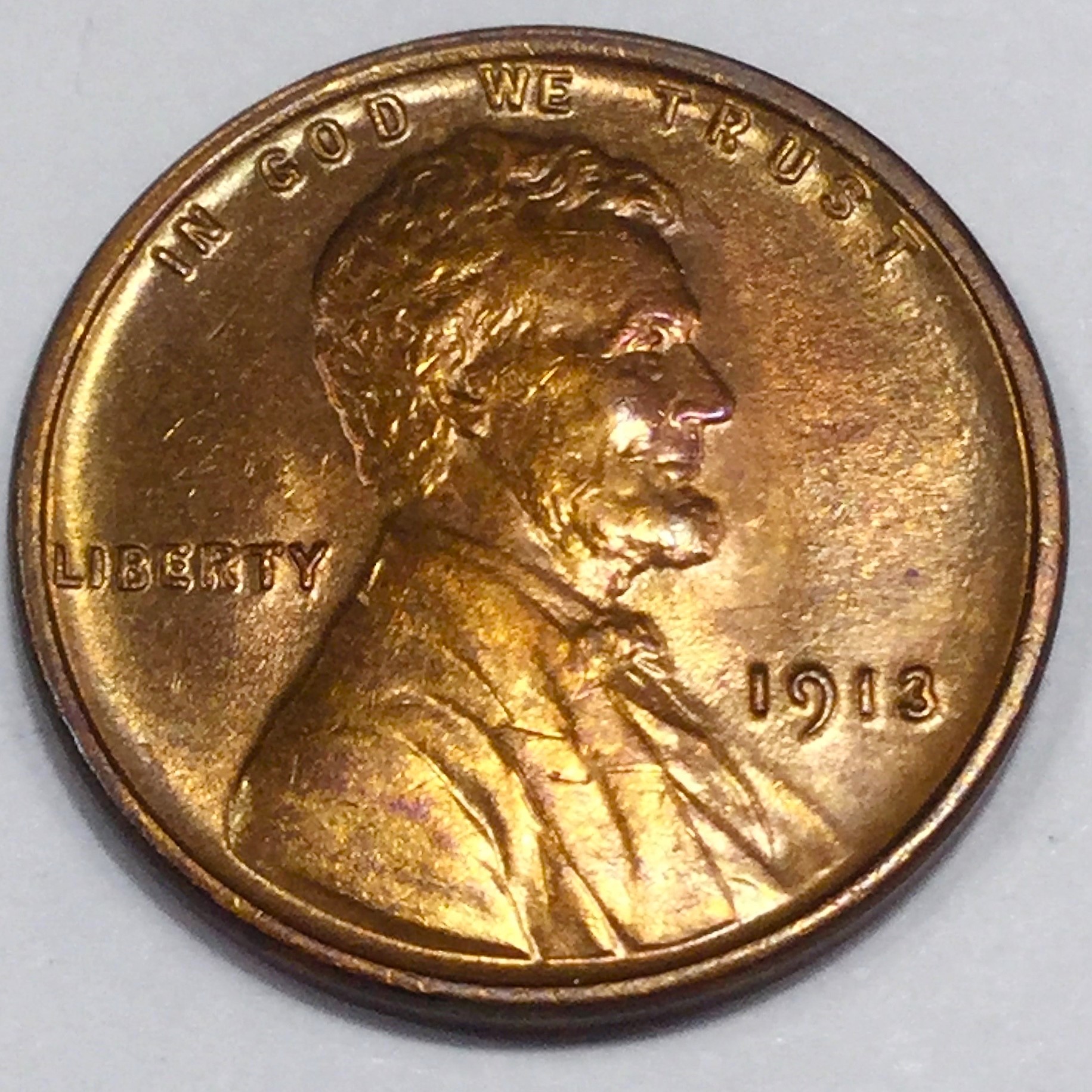 1913 Uncirculated Lincoln Wheat Cent Penny Beautiful Coin | Property Room