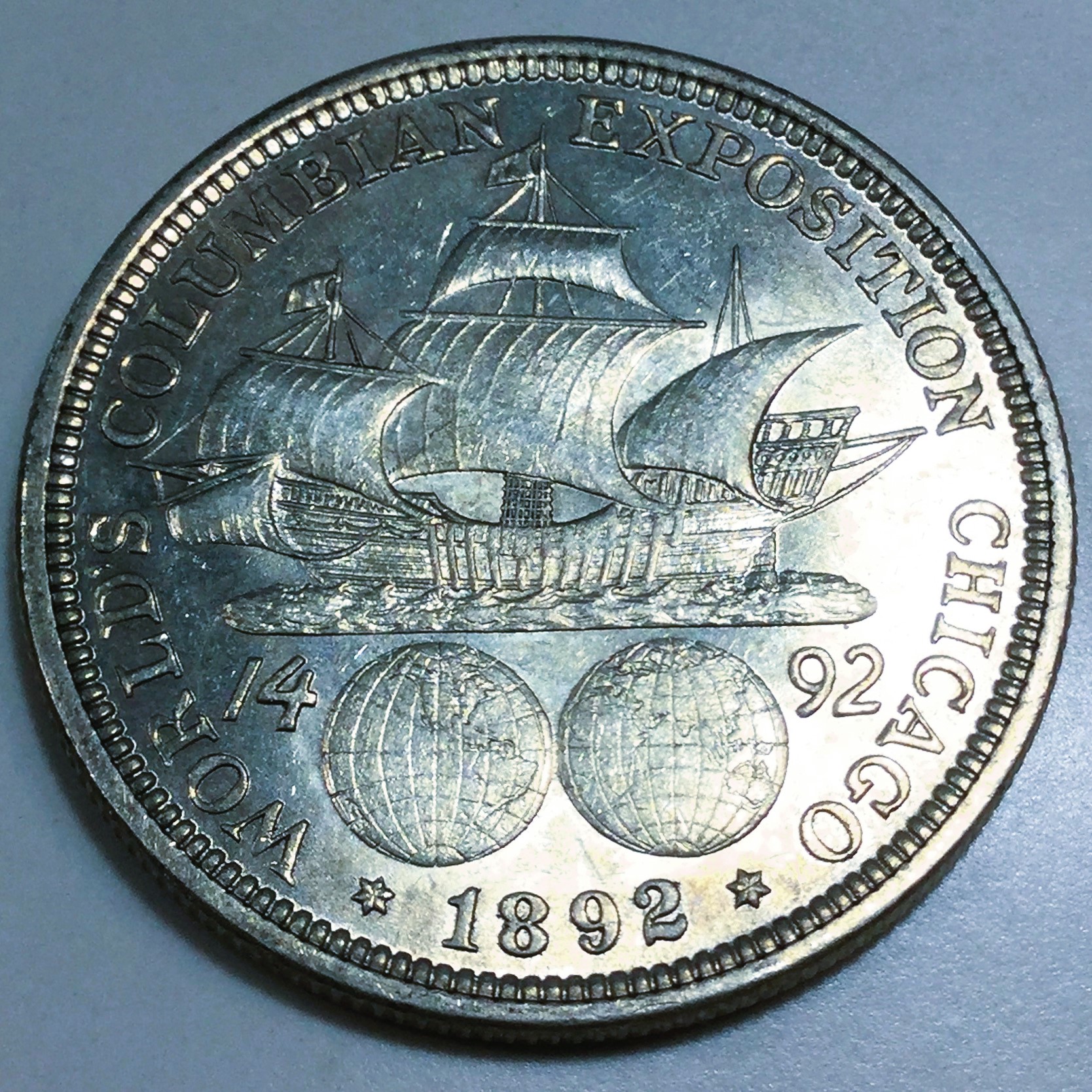 1892 Columbian Exposition Silver Half Dollar Beautiful Uncirculated ...