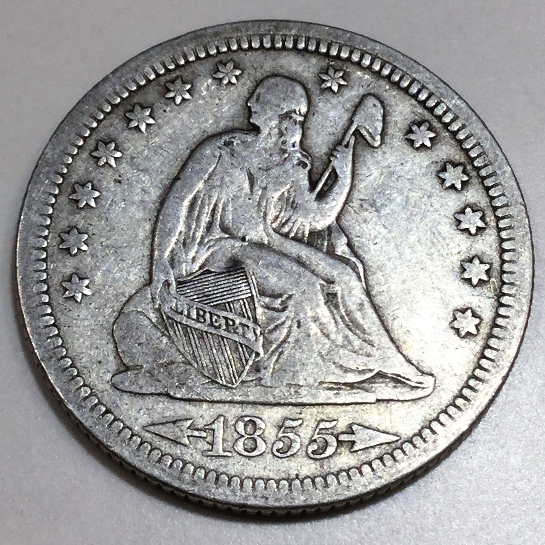 1855 Seated Liberty Quarter Beautiful High Grade Coin Rare Date ...