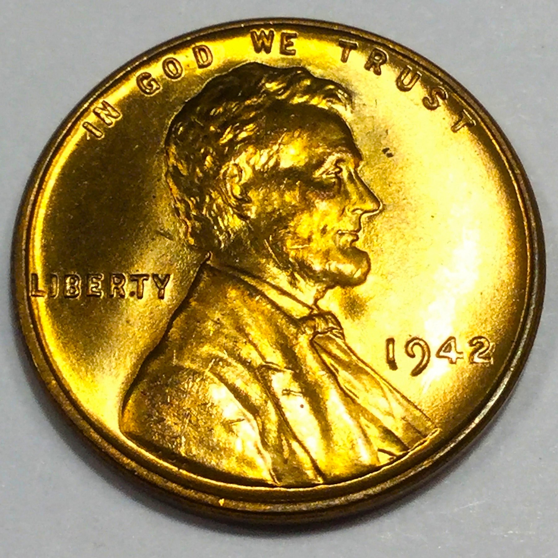 1942 Uncirculated Red Lincoln Wheat Cent Penny Beautiful Coin | Property Room