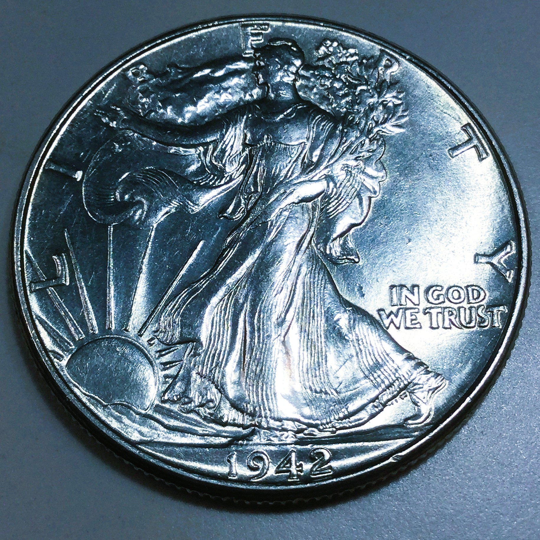 1942 Uncirculated Walking Liberty Half Dollar Beautiful Coin | Property Room