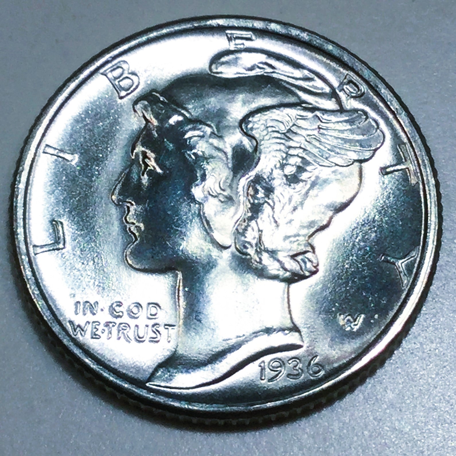 1936 Gem Uncirculated Mercury Dime Beautiful Coin | Property Room