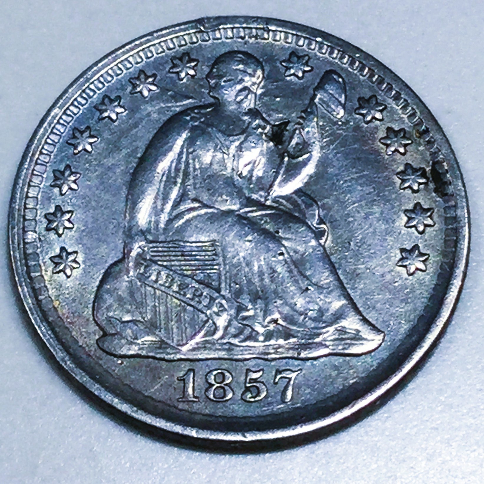 1857 Seated Liberty Half Dime Beautiful High Grade Coin Rare Date ...