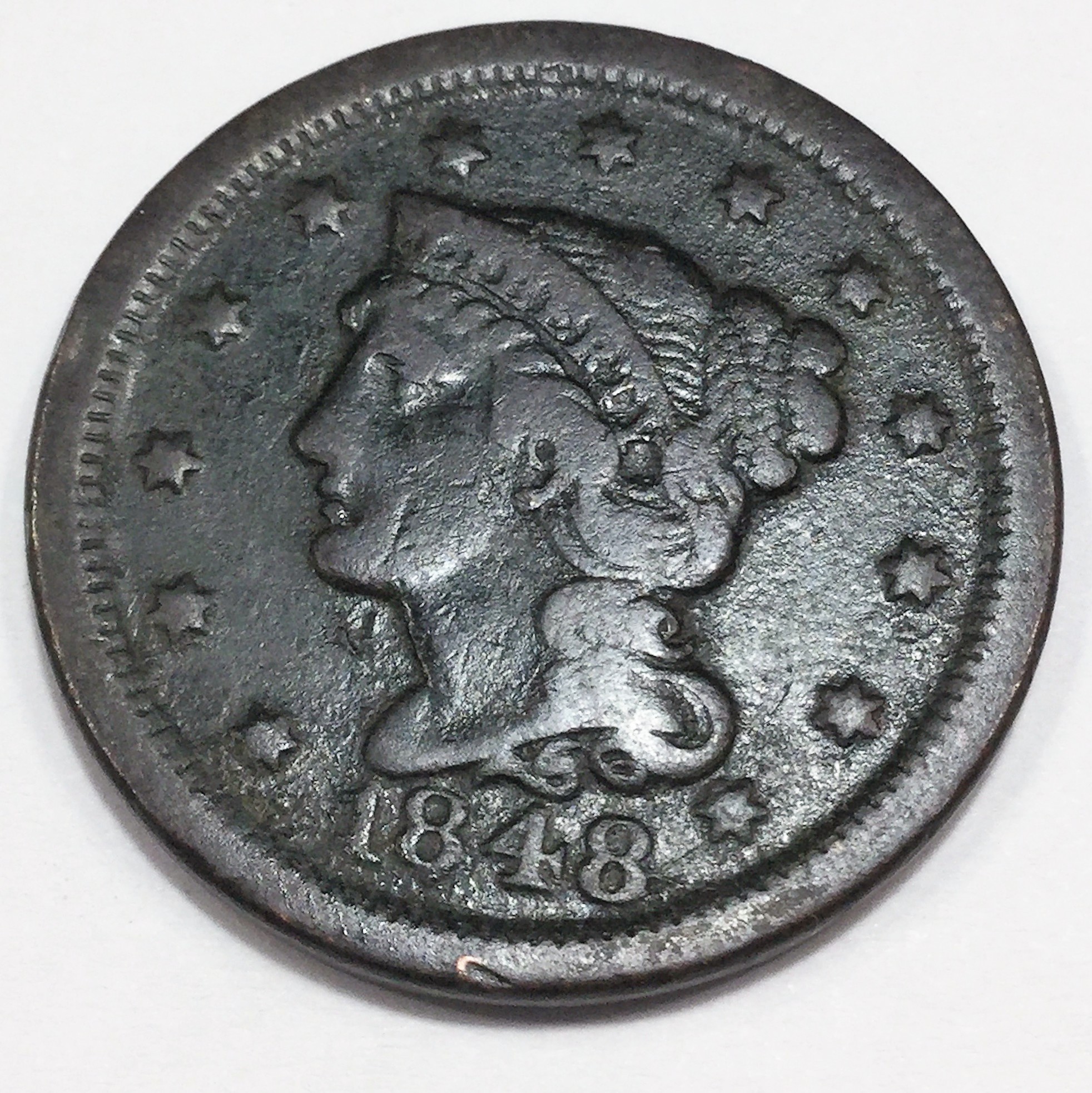 1848 Braided Hair Large Cent Beautiful Coin | Property Room