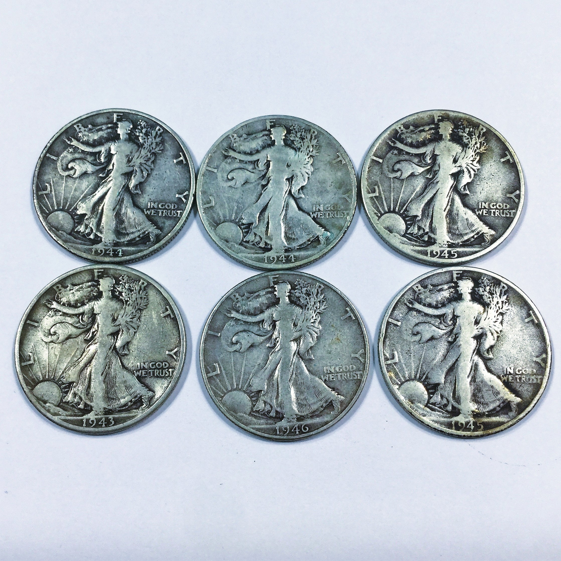 6 Walking Liberty Half Dollars Beautiful Coins | Property Room