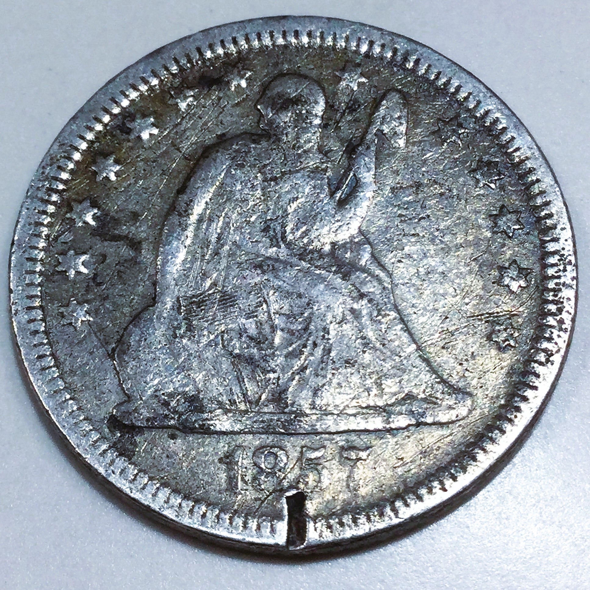 1857 Seated Liberty Quarter Beautiful Coin Rare Date | Property Room