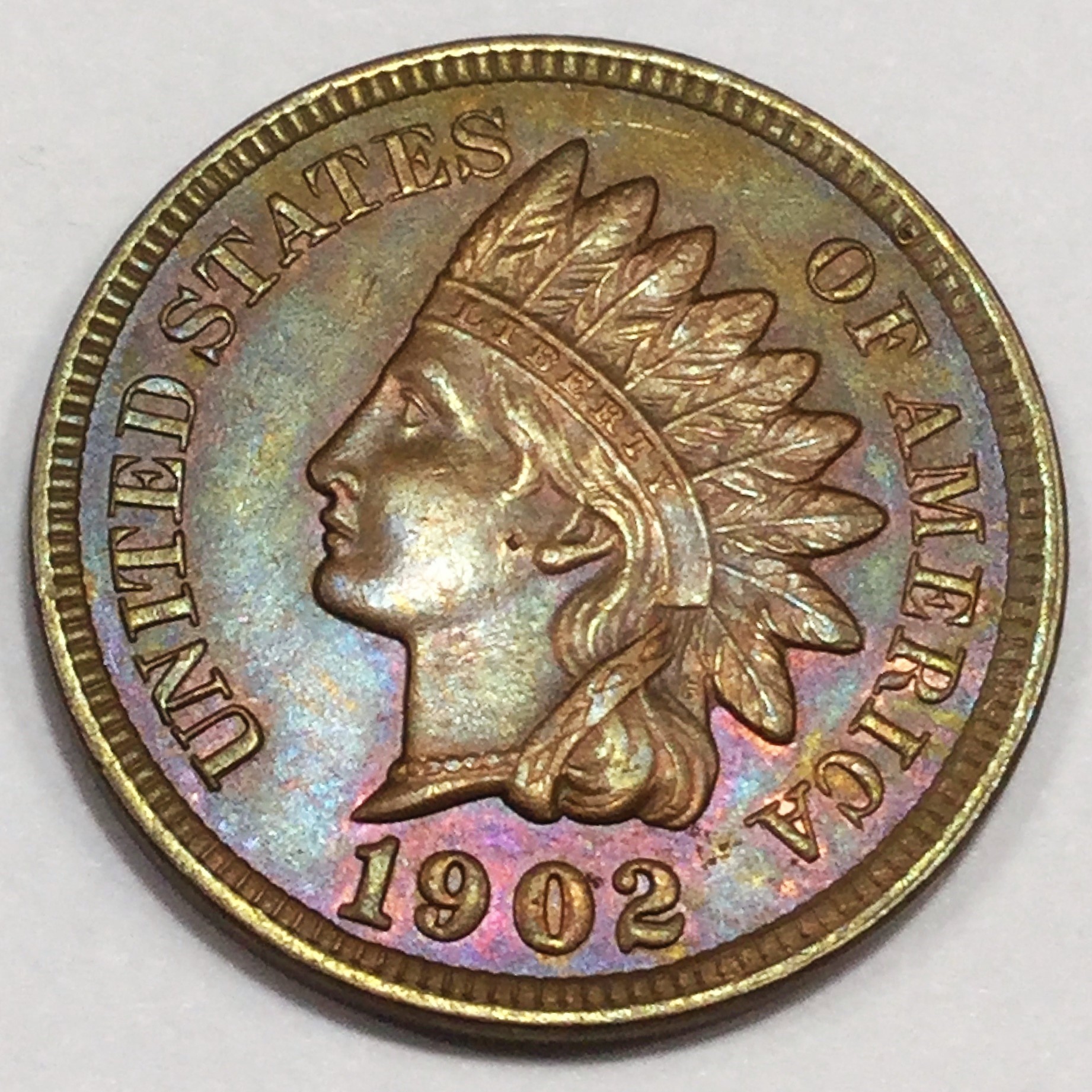 1902 Uncirculated Indian Head Penny Beautiful Coin Nice Toning ...
