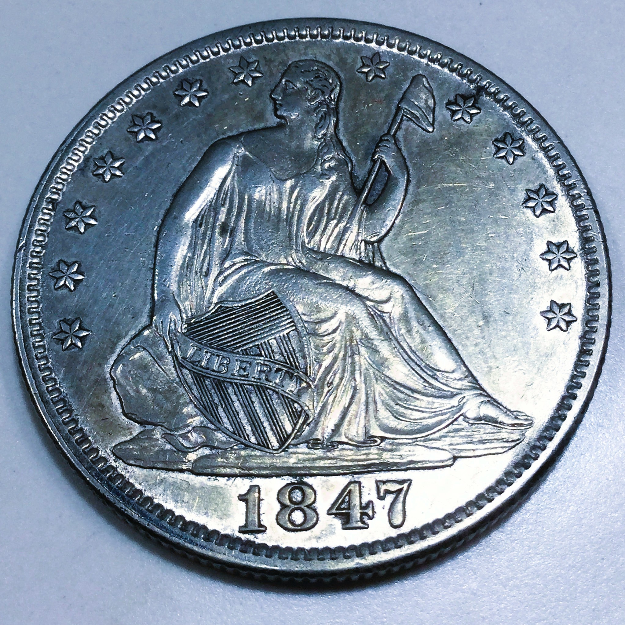1847 AU/BU Seated Liberty Half Dollar Beautiful Coin Rare Date ...